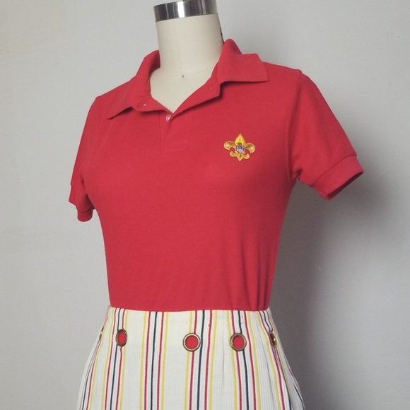 Vintage | Tops | Vintage Cherry Red Boy Scout Polo | Poshmark